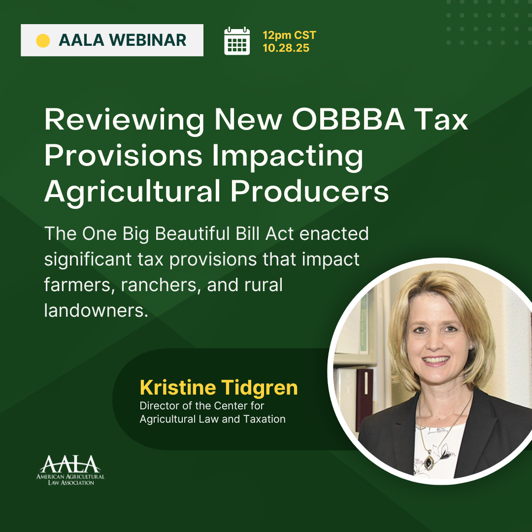 Webinar: Reviewing New OBBBA Tax Provisions Impacting Agricultural ...